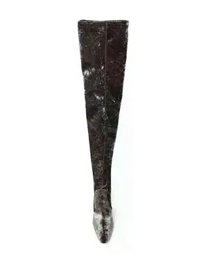 Saint Laurent Ella 110mm Thigh-high Velvet Boots - Green