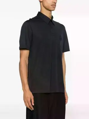 Brioni Logo-embroidered Wool Polo Shirt - Blue