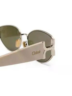 Chloé Taupe And Gold-tone Metal Cat Eye Sunglasses