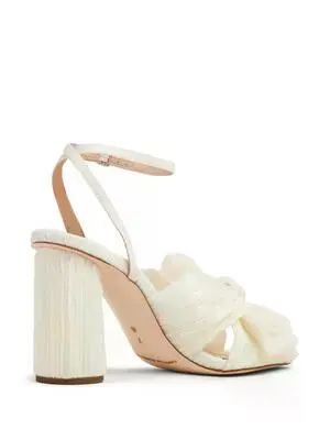 LOEFFLER RANDALL Camellia Pleated Bow Sandals - Neutrals