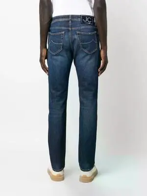 Jacob Cohen Embroidered-logo Slim Jeans - Blue