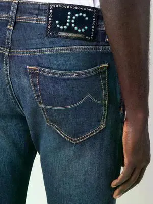 Jacob Cohen Embroidered-logo Slim Jeans - Blue