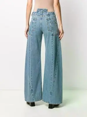 MAISON MARGIELA Paneled Wide-leg Jeans - Blue