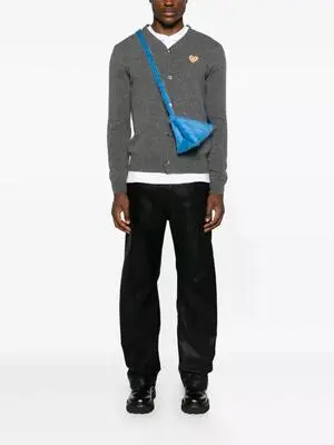 Play Comme Des Garcon Mélange-effect Wool Cardigan - Grey