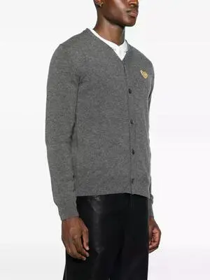Play Comme Des Garcon Mélange-effect Wool Cardigan - Grey