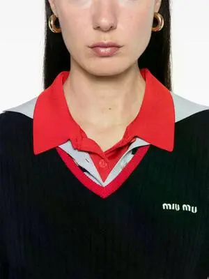 Miu Miu Cashmere Blend V-neck Sweater
