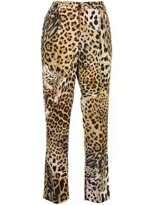 Roberto Cavalli Leopard-print Cropped Trousers With Tiger Tooth Detail