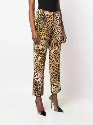 Roberto Cavalli Leopard-print Cropped Trousers With Tiger Tooth Detail