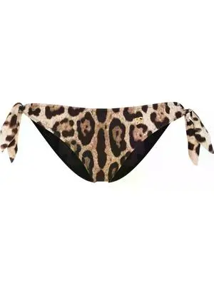Dolce & Gabbana Leopard-print Side-tie Bikini Bottoms - Neutrals