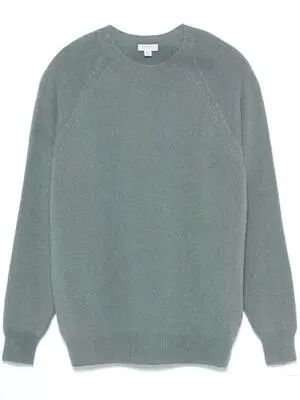 Sunspel Lambswool Crew Neck Sweater - Green
