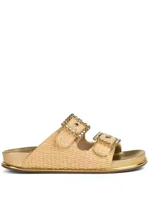 LE SILLA Crystal-embellished Pool Side Sandals - Neutrals