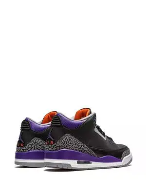 JORDAN Air 3 Retro Court Purple Leather Sneakers - Black