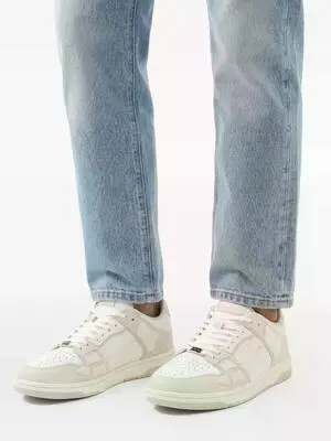 Amiri Skeleton Appliqué Leather Sneakers - Neutrals