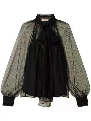 TWINSET Sash-collar Tulle Blouse