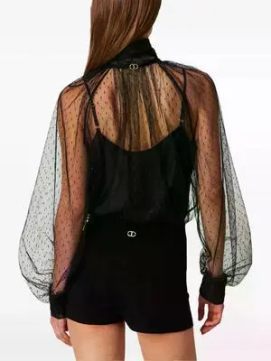 TWINSET Sash-collar Tulle Blouse
