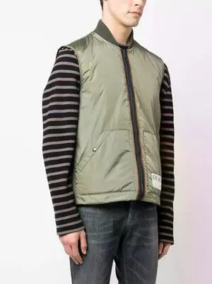 FAY Logo Patch Gilet With Contrast Stitching - Green