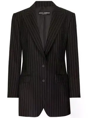 Dolce & Gabbana Striped Virgin Wool Blazer - Black