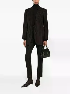 Dolce & Gabbana Striped Virgin Wool Blazer - Black