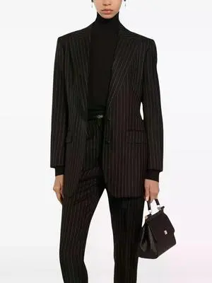 Dolce & Gabbana Striped Virgin Wool Blazer - Black