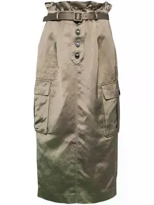 SELF-PORTRAIT Satin Cargo Midi Skirt