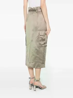SELF-PORTRAIT Satin Cargo Midi Skirt