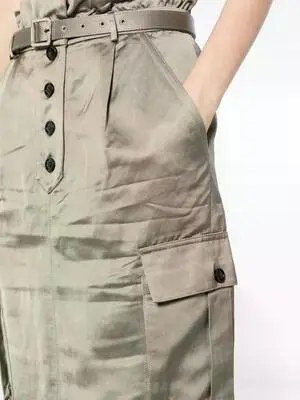 SELF-PORTRAIT Satin Cargo Midi Skirt