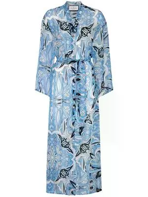 Philipp Plein Graphic Print Silk Kaftan Dress