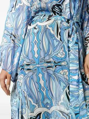 Philipp Plein Graphic Print Silk Kaftan Dress