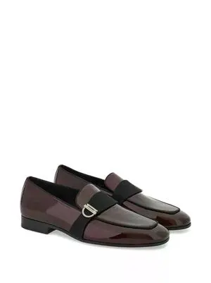 FERRAGAMO Gancini Plaque Patent Loafers