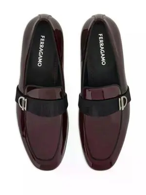 FERRAGAMO Gancini Plaque Patent Loafers
