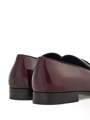 FERRAGAMO Gancini Plaque Patent Loafers