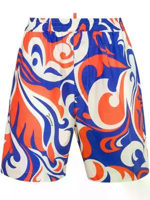 Dsquared2 Palms Beach Waves Cotton Shorts - Blue