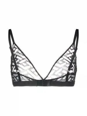Versace Greca Signature Tulle Bralette - Black