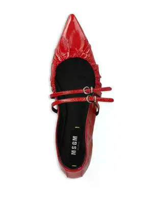 MSGM Buckled Ballerina Shoes - Red