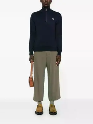 Paul Smith Zebra-motif Cotton-blend Sweater - Blue