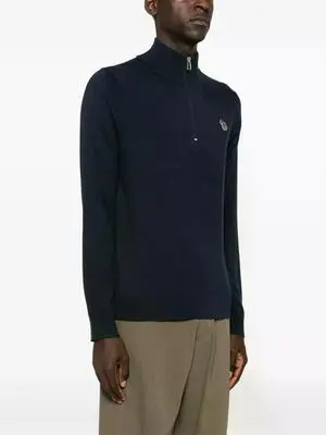 Paul Smith Zebra-motif Cotton-blend Sweater - Blue