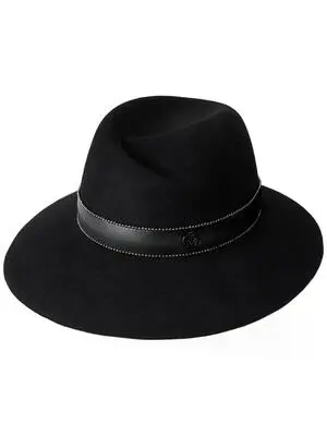 MAISON MICHEL Virginie Logo-plaque Detail Wool Fedora - Black