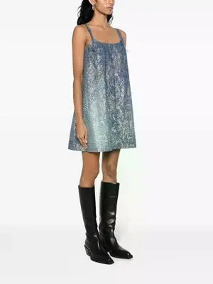 Versace Lamé Shift Denim Dress