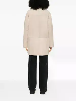 LISKA Shearling-collar Single-breasted Coat