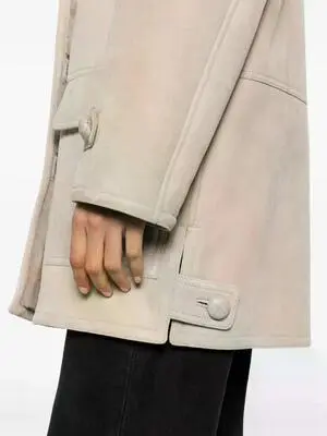 LISKA Shearling-collar Single-breasted Coat