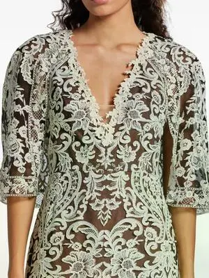 Marchesa Lace-overlay Floor-length Dress