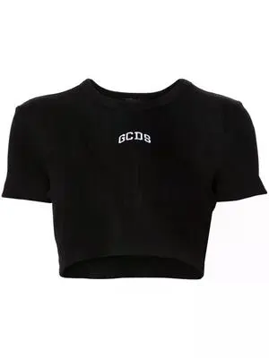 Gcds Logo Cropped T-shirt - Black