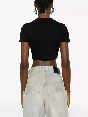Gcds Logo Cropped T-shirt - Black