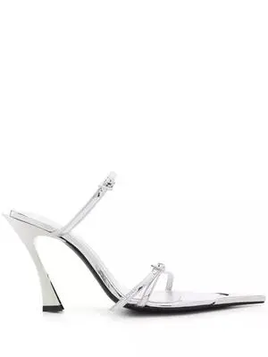 MUGLER 100mm Metallic-leather Mules