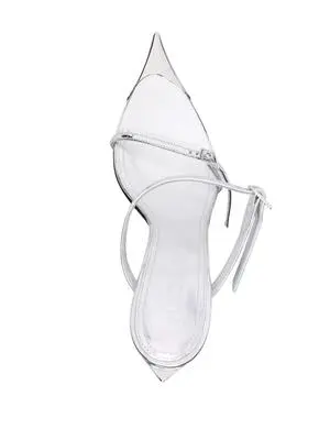 MUGLER 100mm Metallic-leather Mules