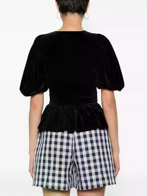 GANNI V-neck Velvet Blouse