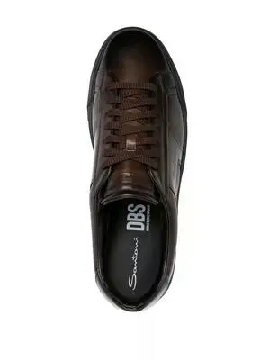Santoni Logo-debossed Leather Sneakers