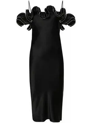 Coperni Zipped-ruffles Satin Dress