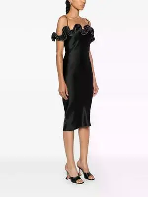 Coperni Zipped-ruffles Satin Dress