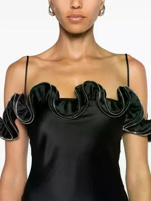 Coperni Zipped-ruffles Satin Dress